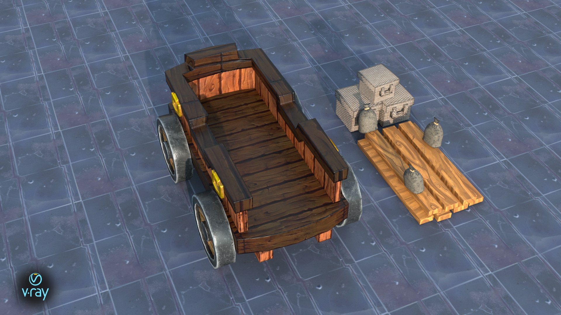 3D Cart Low Poly - TurboSquid 1729172