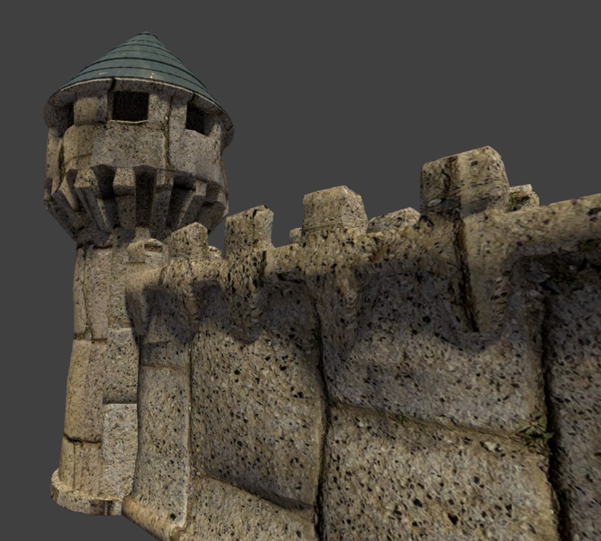 Castle Stone Wall Tower 3d Model