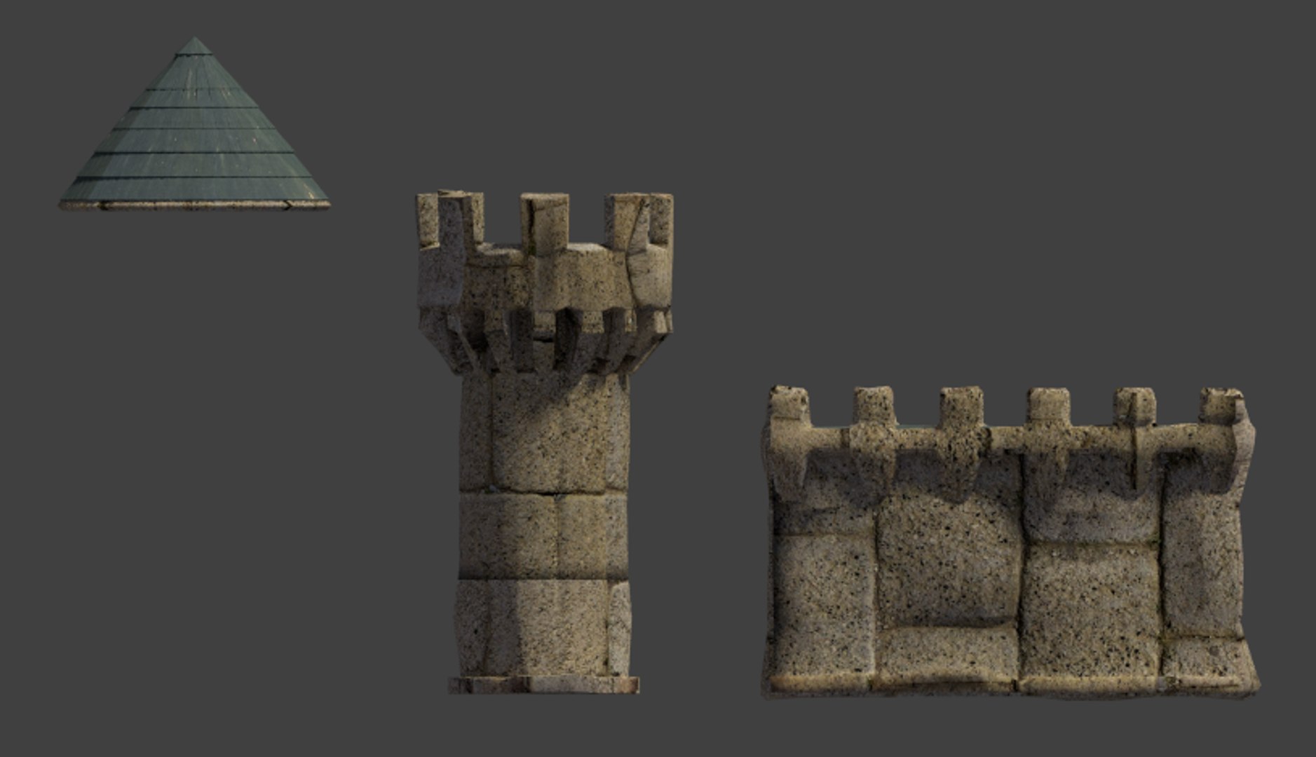 Castle Stone Wall Tower 3d Model