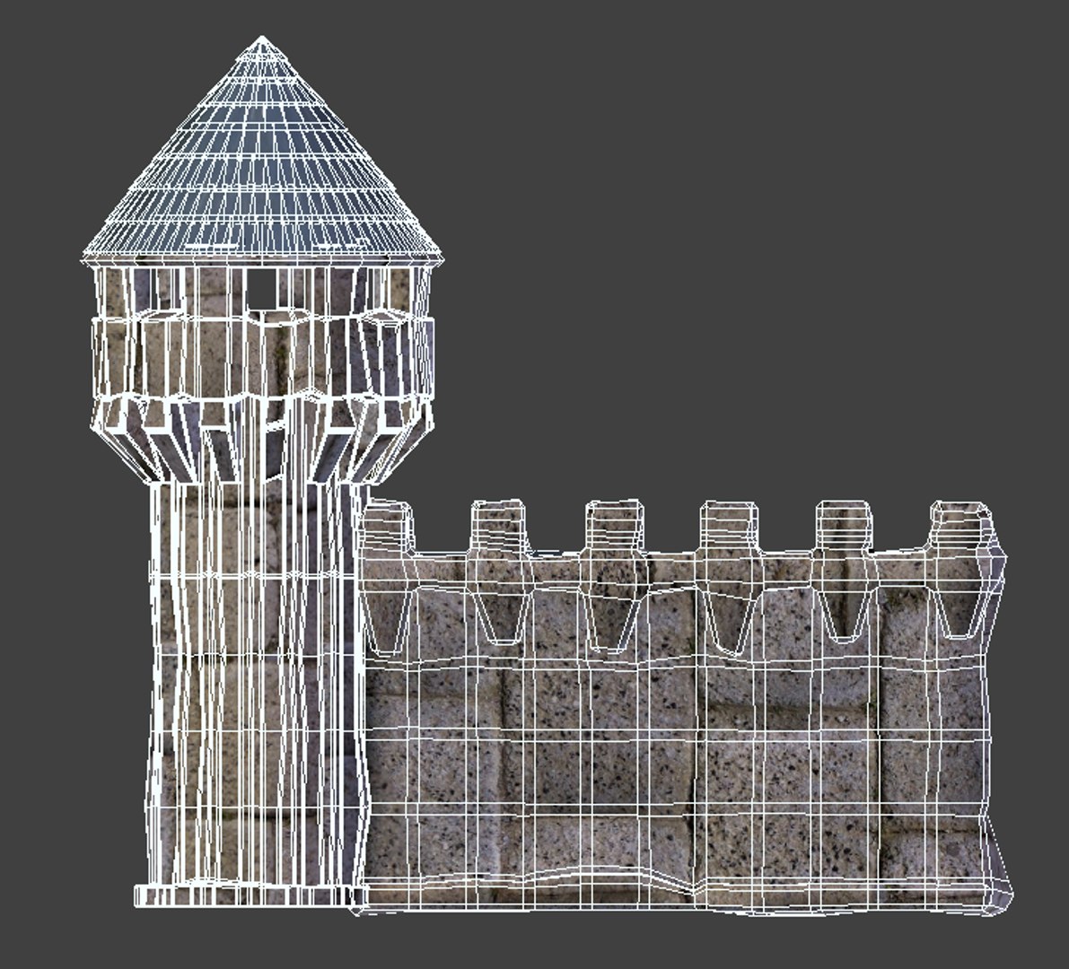 Castle Stone Wall Tower 3d Model