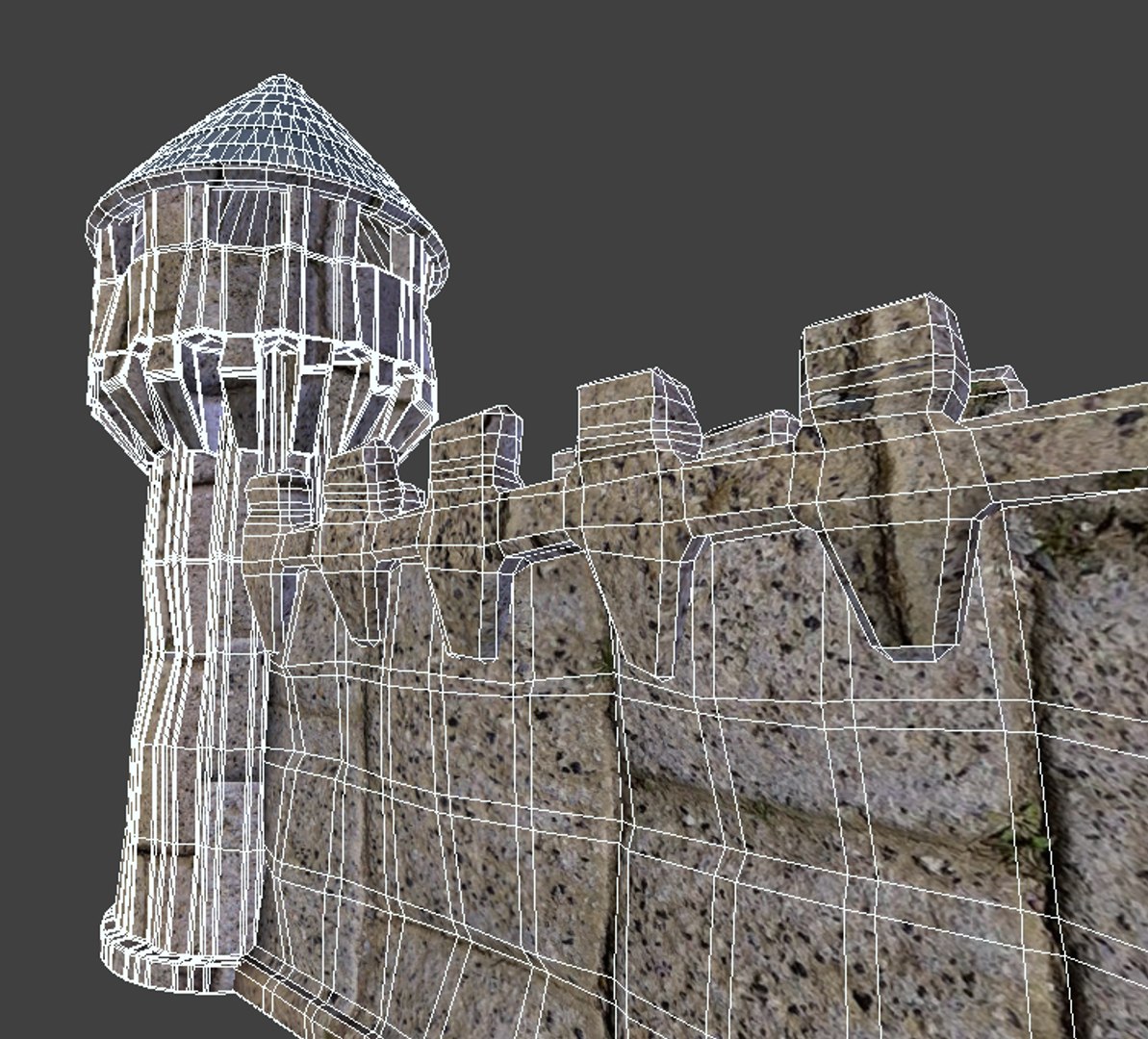 Castle Stone Wall Tower 3d Model