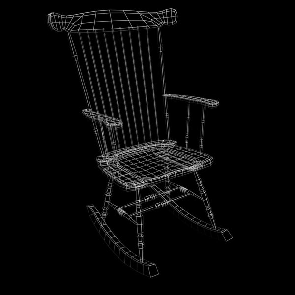 classic rocking chair wood 3d model