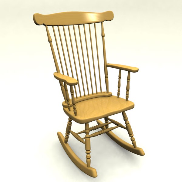 classic rocking chair wood 3d model