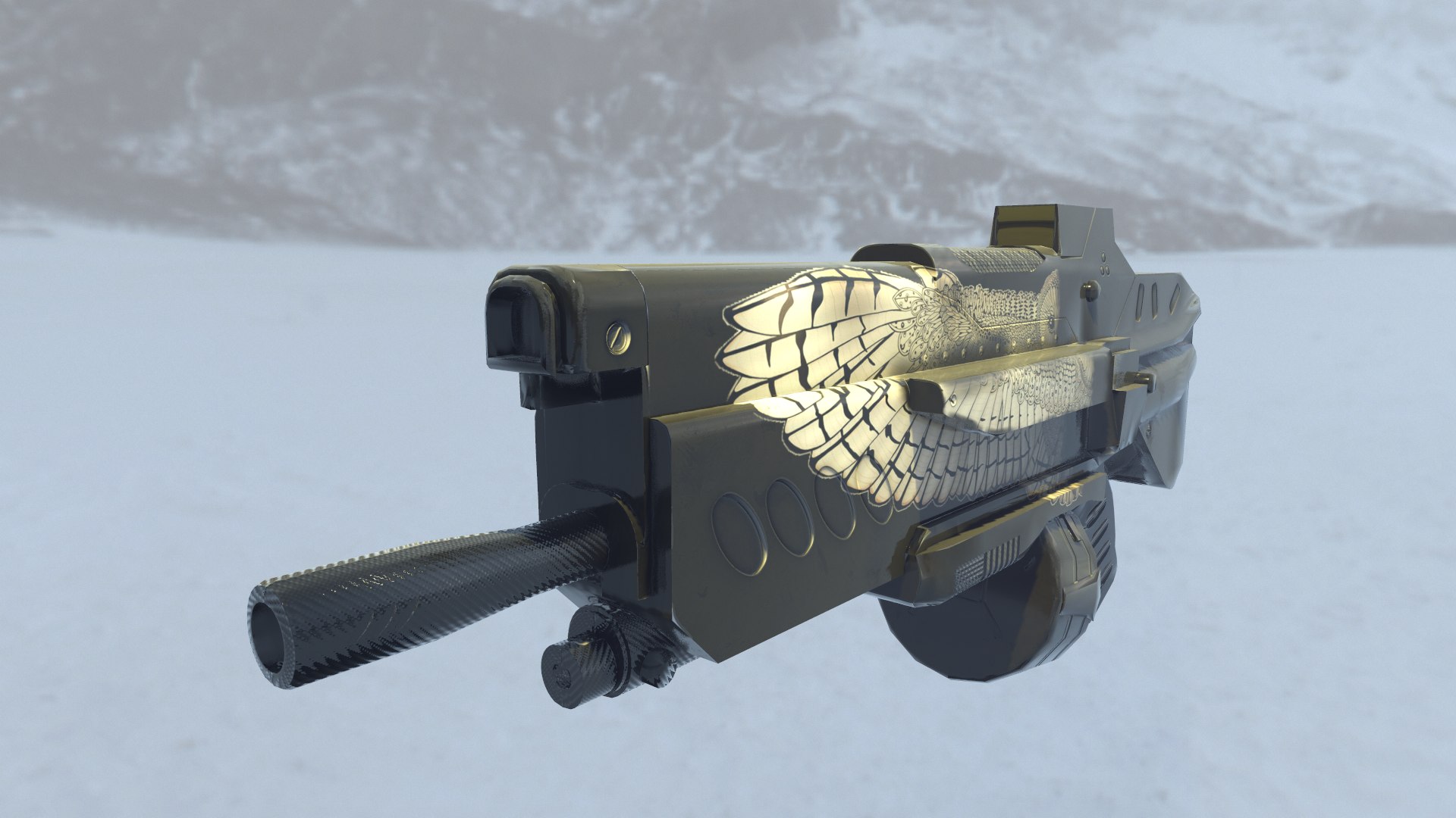 3D Model Modern Machine Gun Owl - TurboSquid 1871891