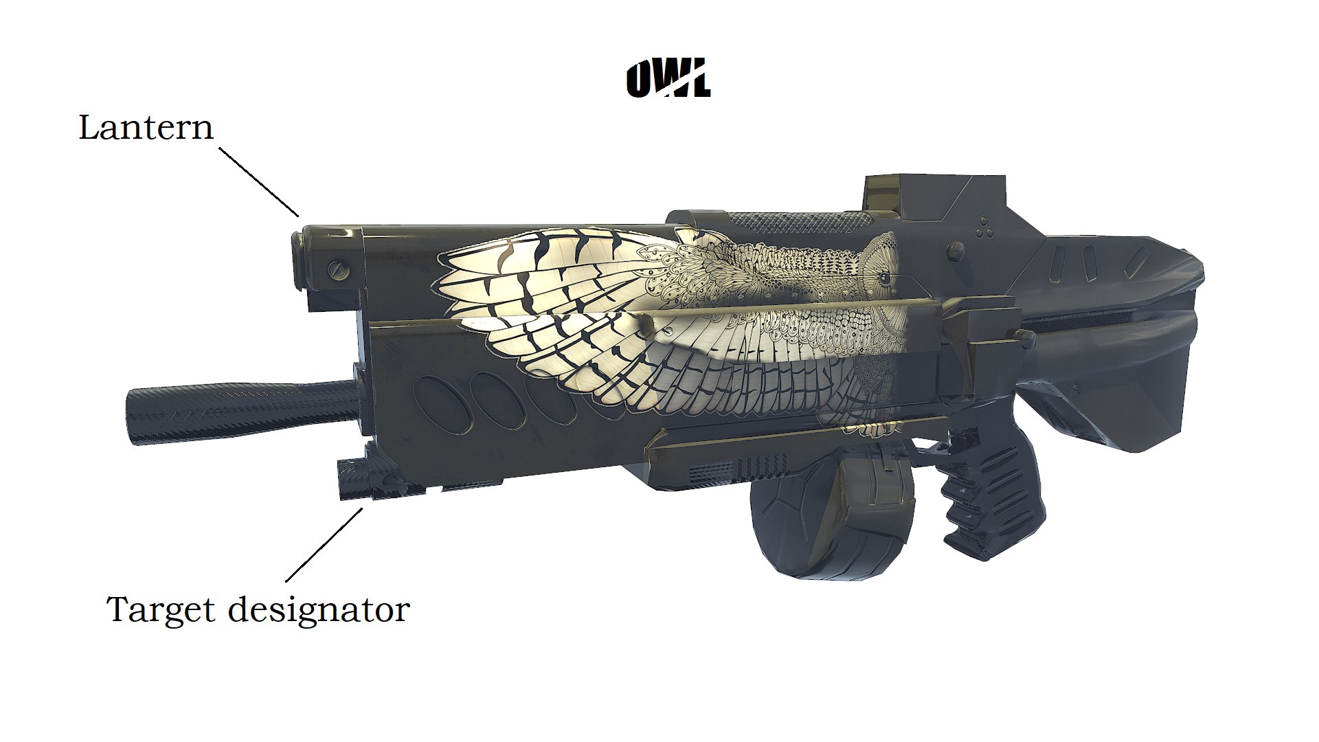 3D Model Modern Machine Gun Owl - TurboSquid 1871891