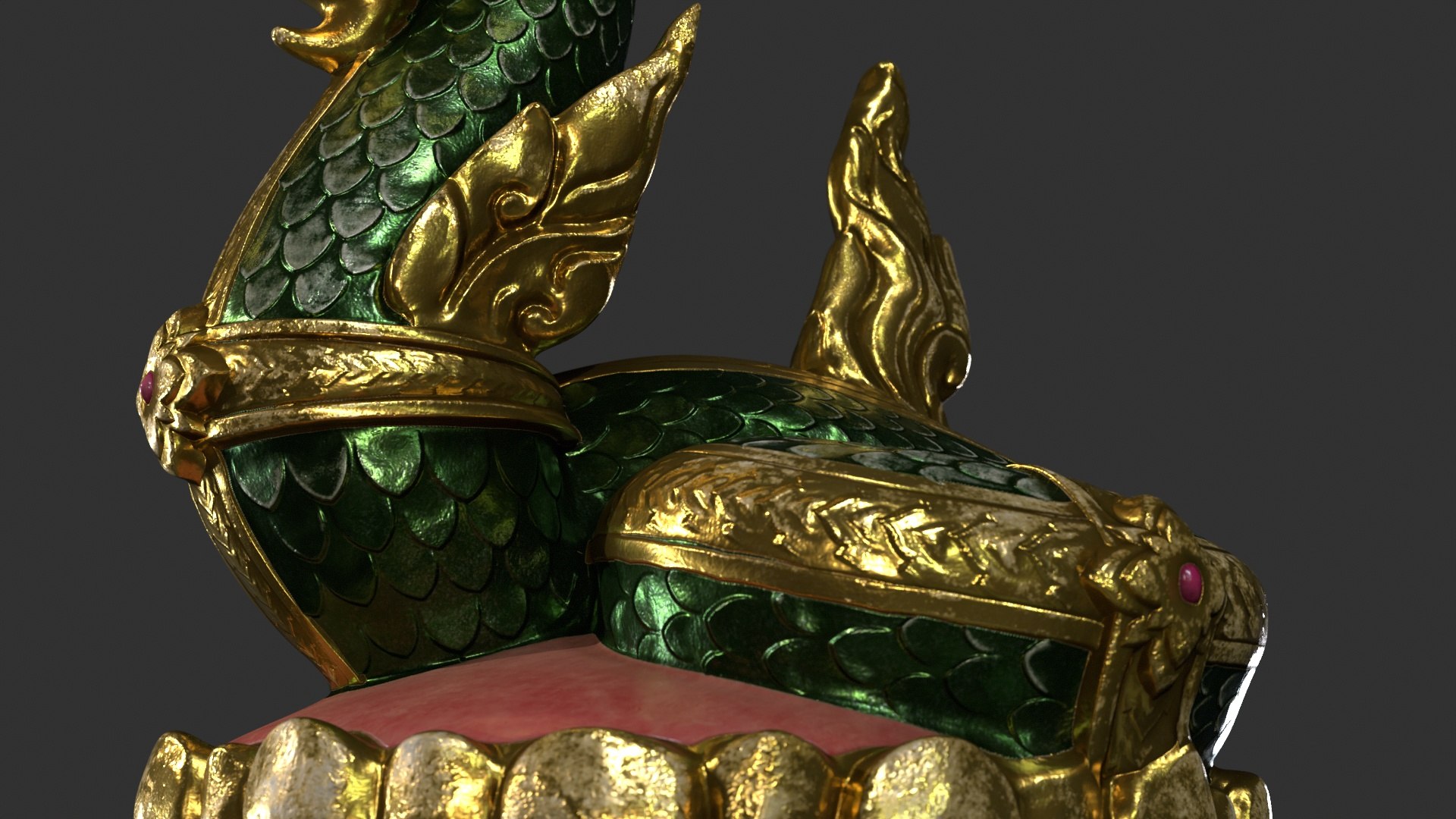 Green Coiled Naga Sculpture 3D Model - TurboSquid 2236090