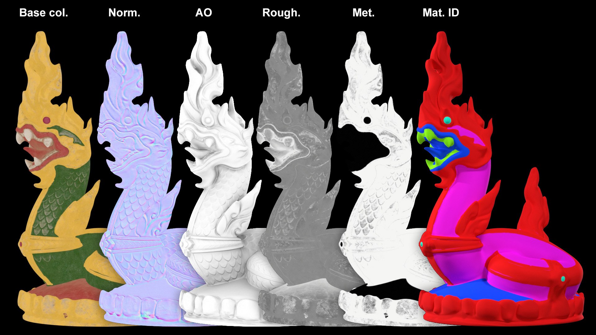 Green Coiled Naga Sculpture 3D Model - TurboSquid 2236090