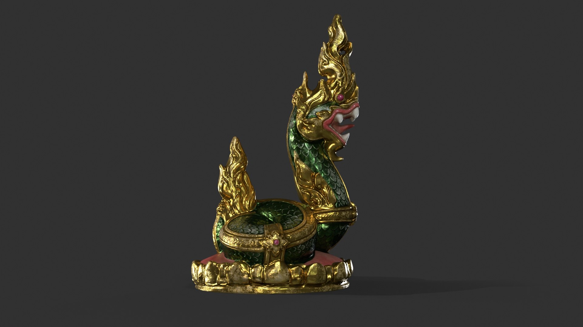 Green Coiled Naga Sculpture 3D Model - TurboSquid 2236090