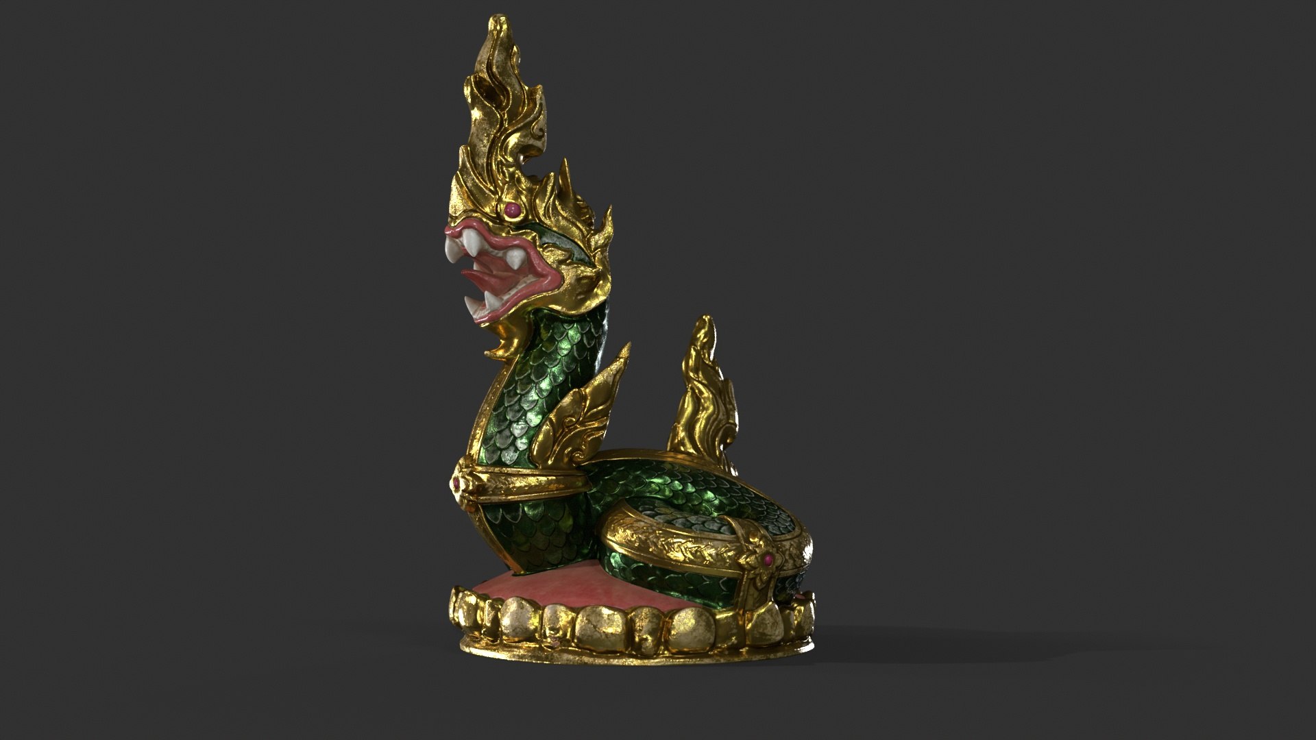 Green Coiled Naga Sculpture 3D Model - TurboSquid 2236090