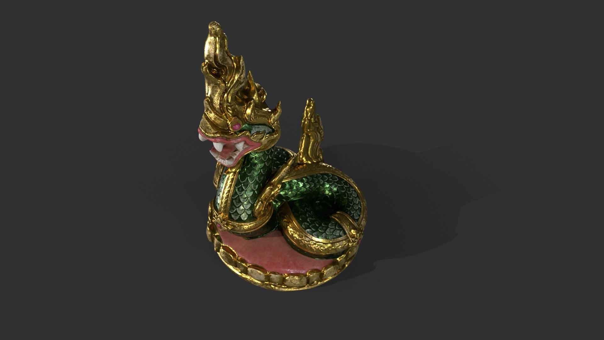 Green Coiled Naga Sculpture 3D Model - TurboSquid 2236090