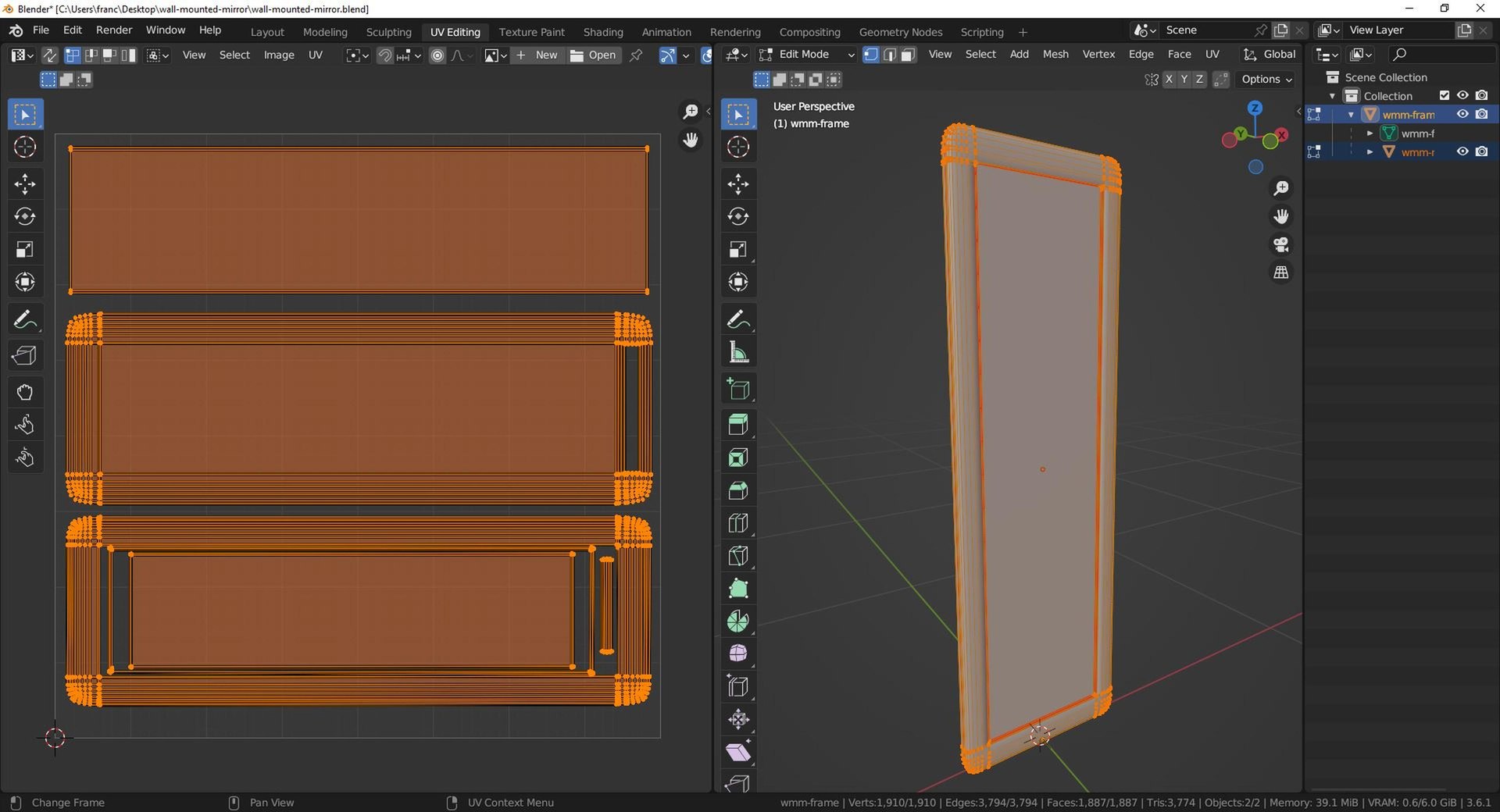 3D Wall Mounted Mirror Model - TurboSquid 2124131