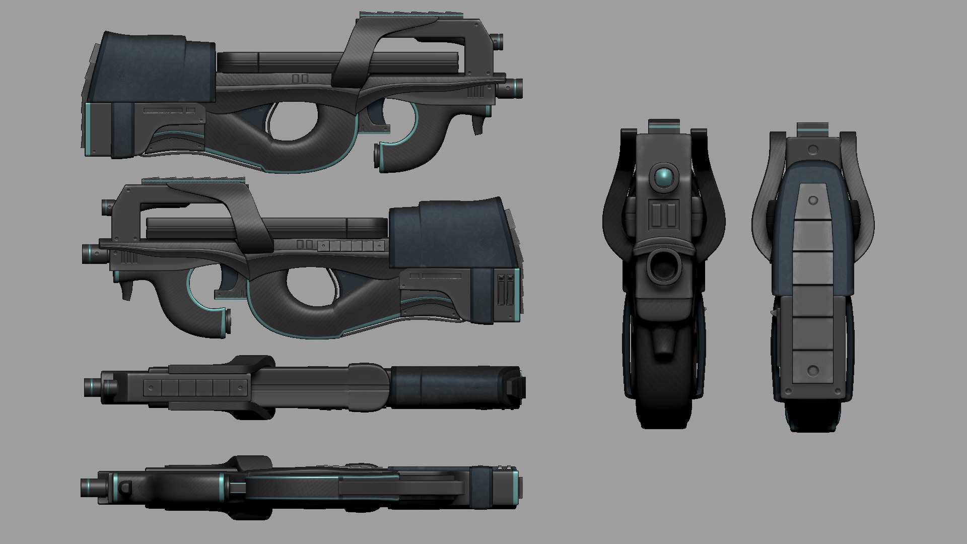 P90 gun weapon 3D model - TurboSquid 1678346