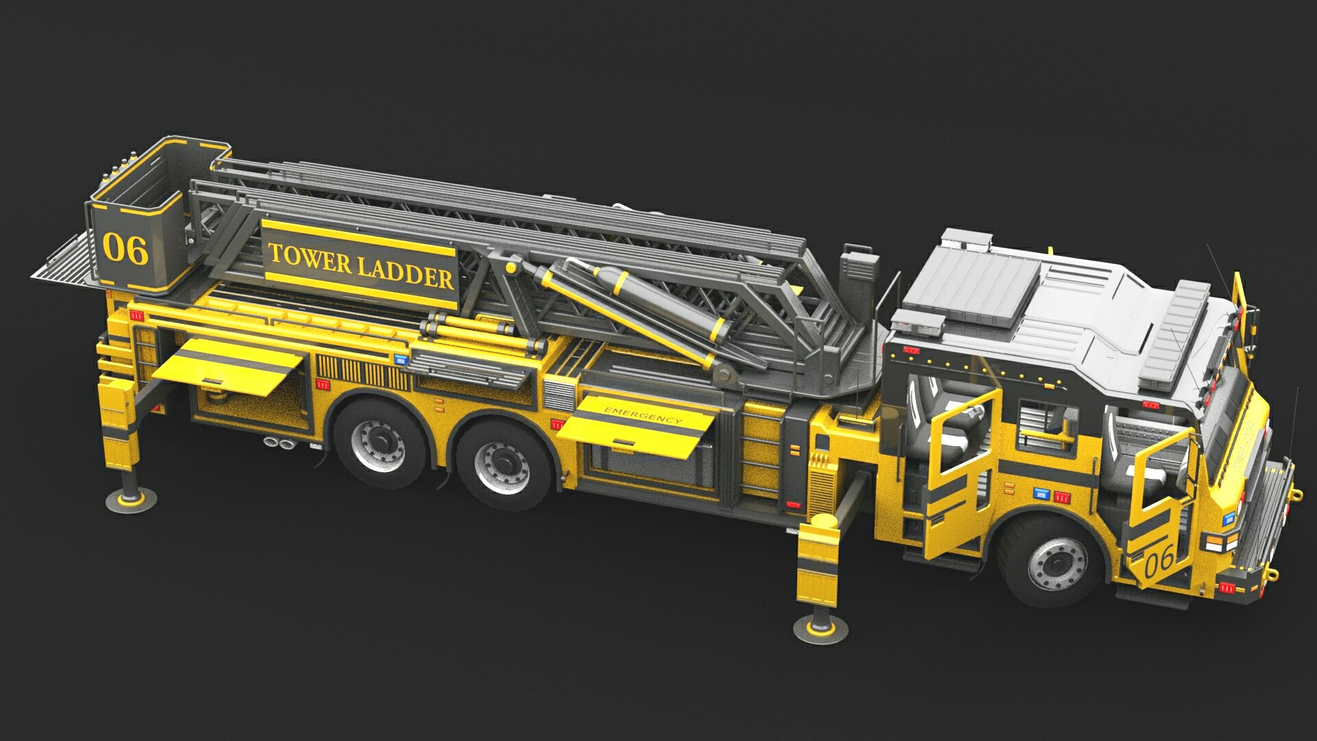 Tower Ladder Fire Truck Unit Model - TurboSquid 1832121