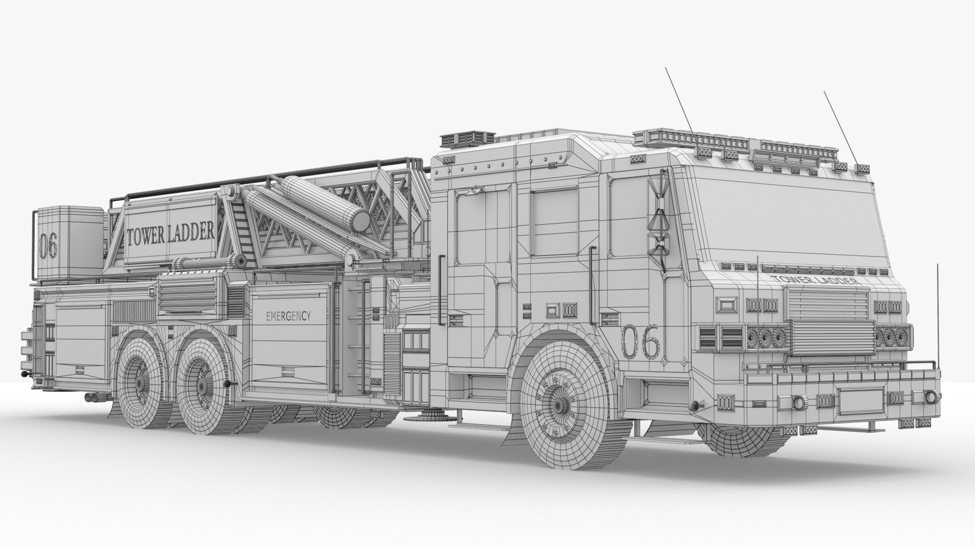 Tower Ladder Fire Truck Unit Model - TurboSquid 1832121
