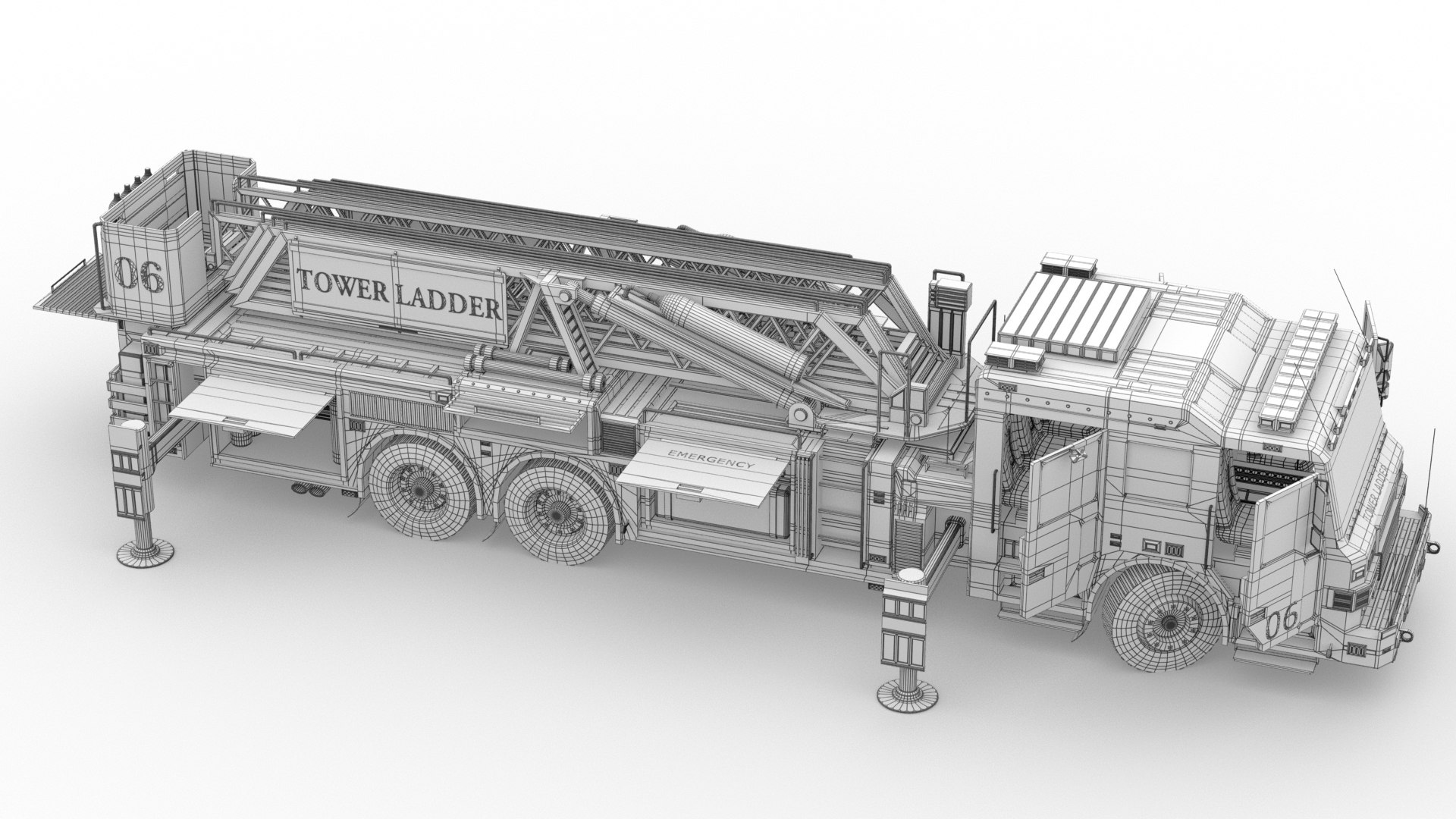 Tower Ladder Fire Truck Unit model - TurboSquid 1832121