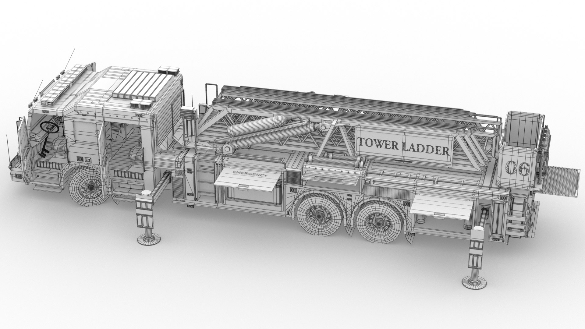 Tower Ladder Fire Truck Unit model - TurboSquid 1832121