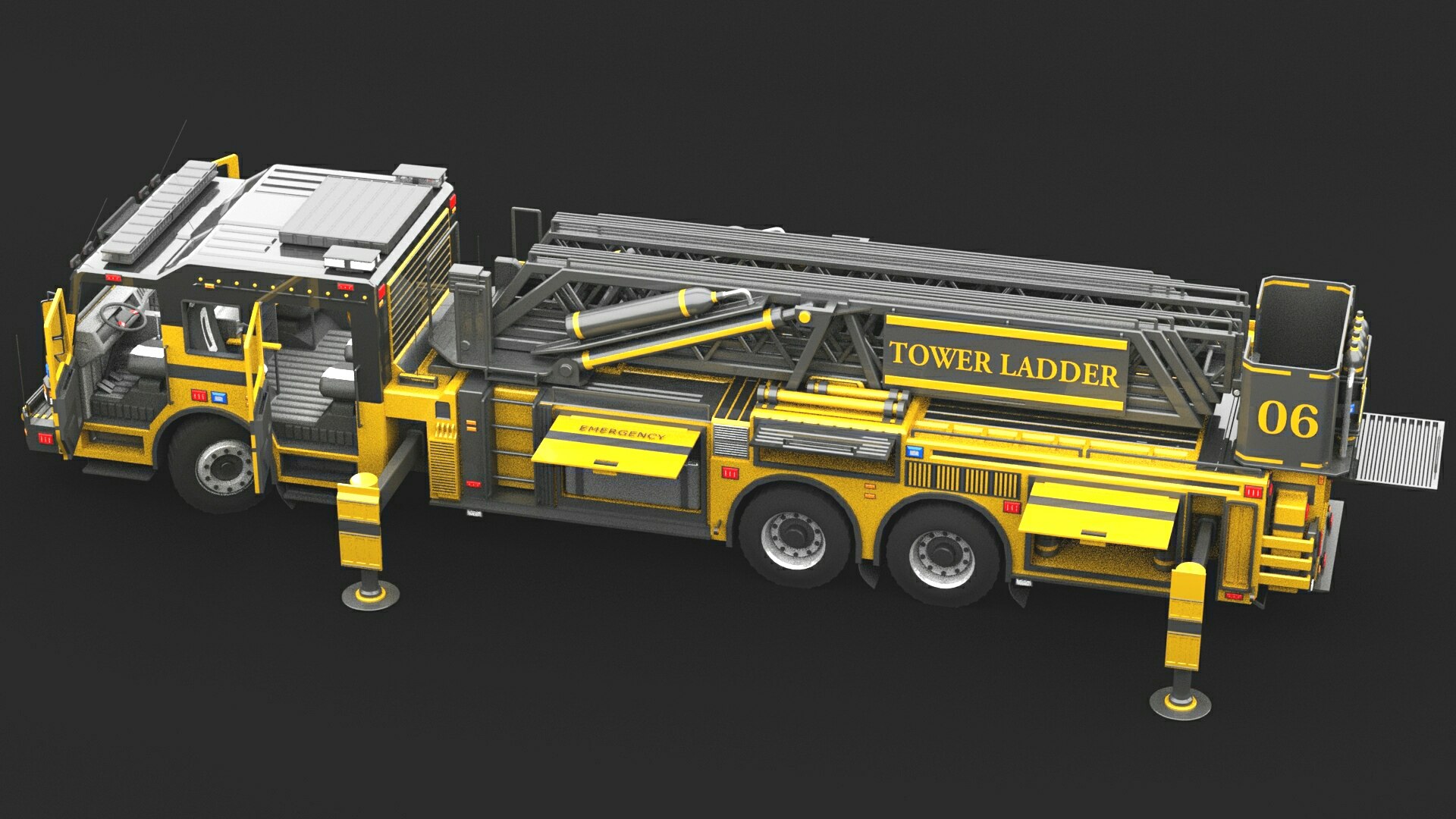 Tower Ladder Fire Truck Unit Model - TurboSquid 1832121