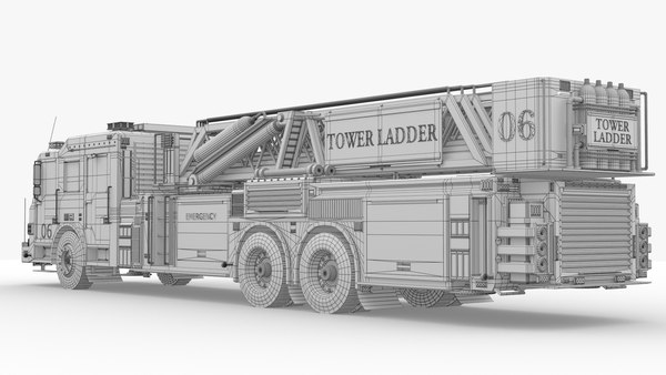 Tower Ladder Fire Truck Unit model - TurboSquid 1832121