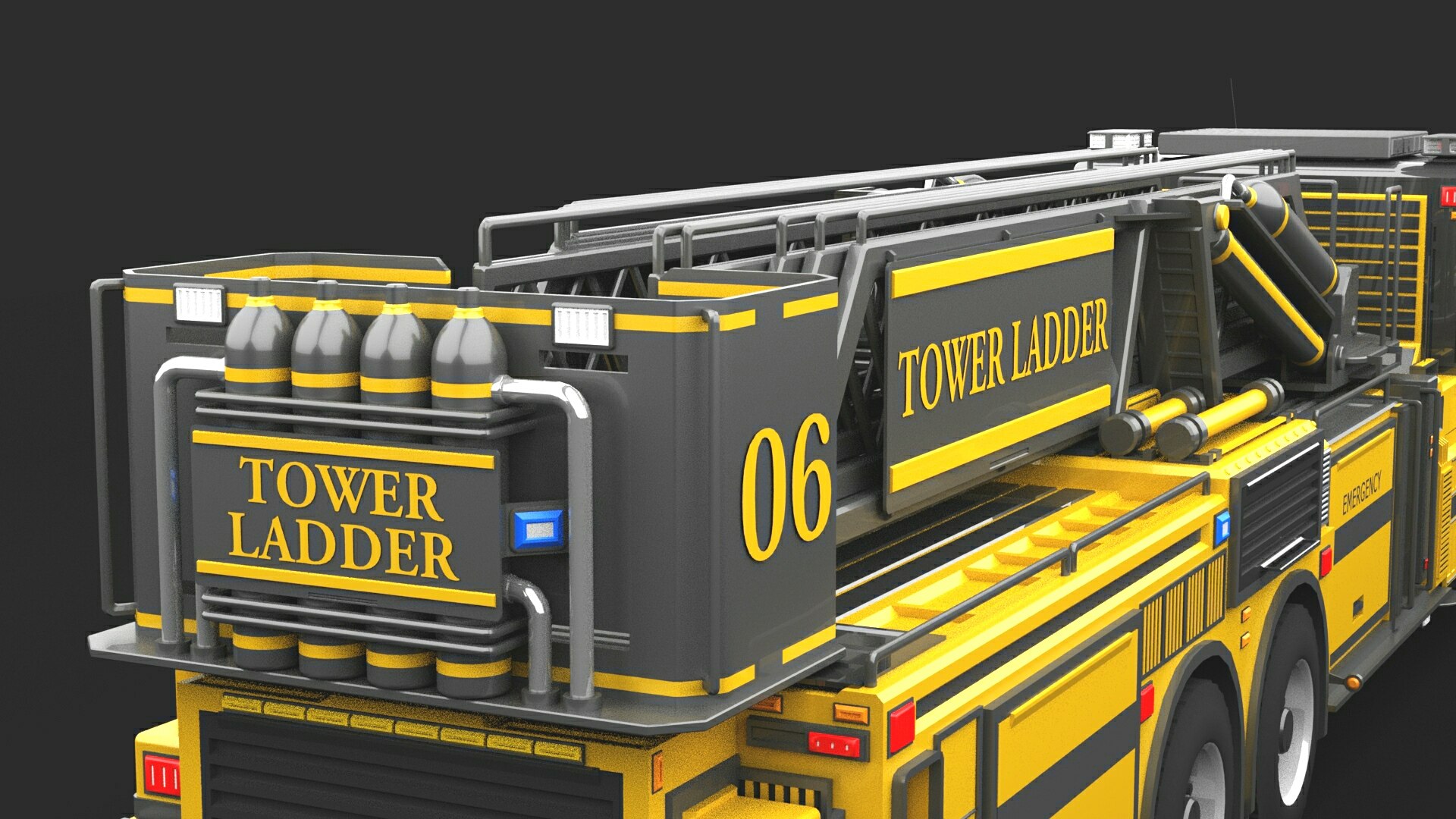 Tower Ladder Fire Truck Unit Model - TurboSquid 1832121