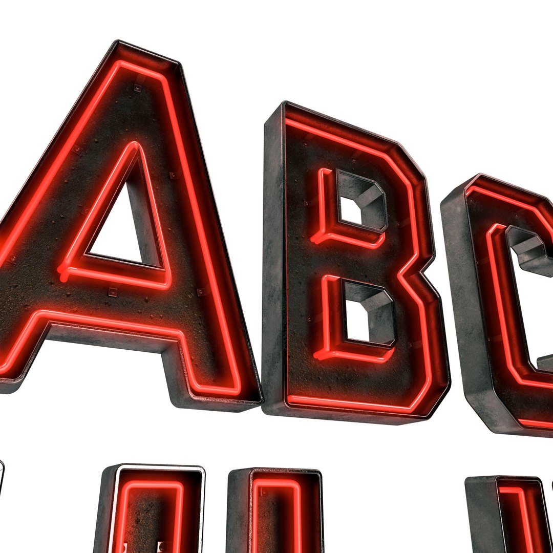 3D Neon Metal Alphabet Signage - TurboSquid 1363125
