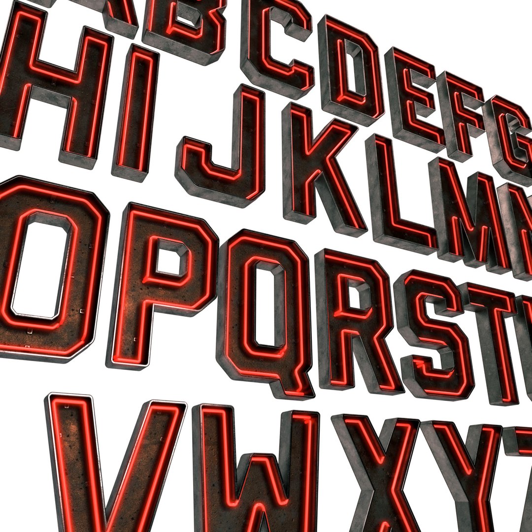 3D Neon Metal Alphabet Signage - TurboSquid 1363125