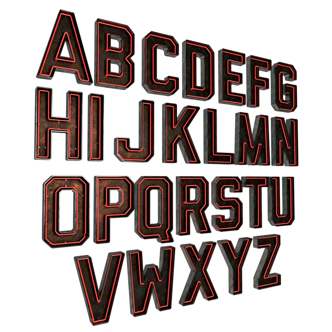 3D Neon Metal Alphabet Signage - TurboSquid 1363125