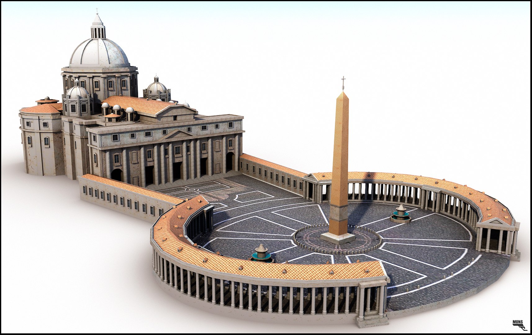 modelo 3d Plaza de San Pedro (Piazza San Pietro) - TurboSquid 1088521