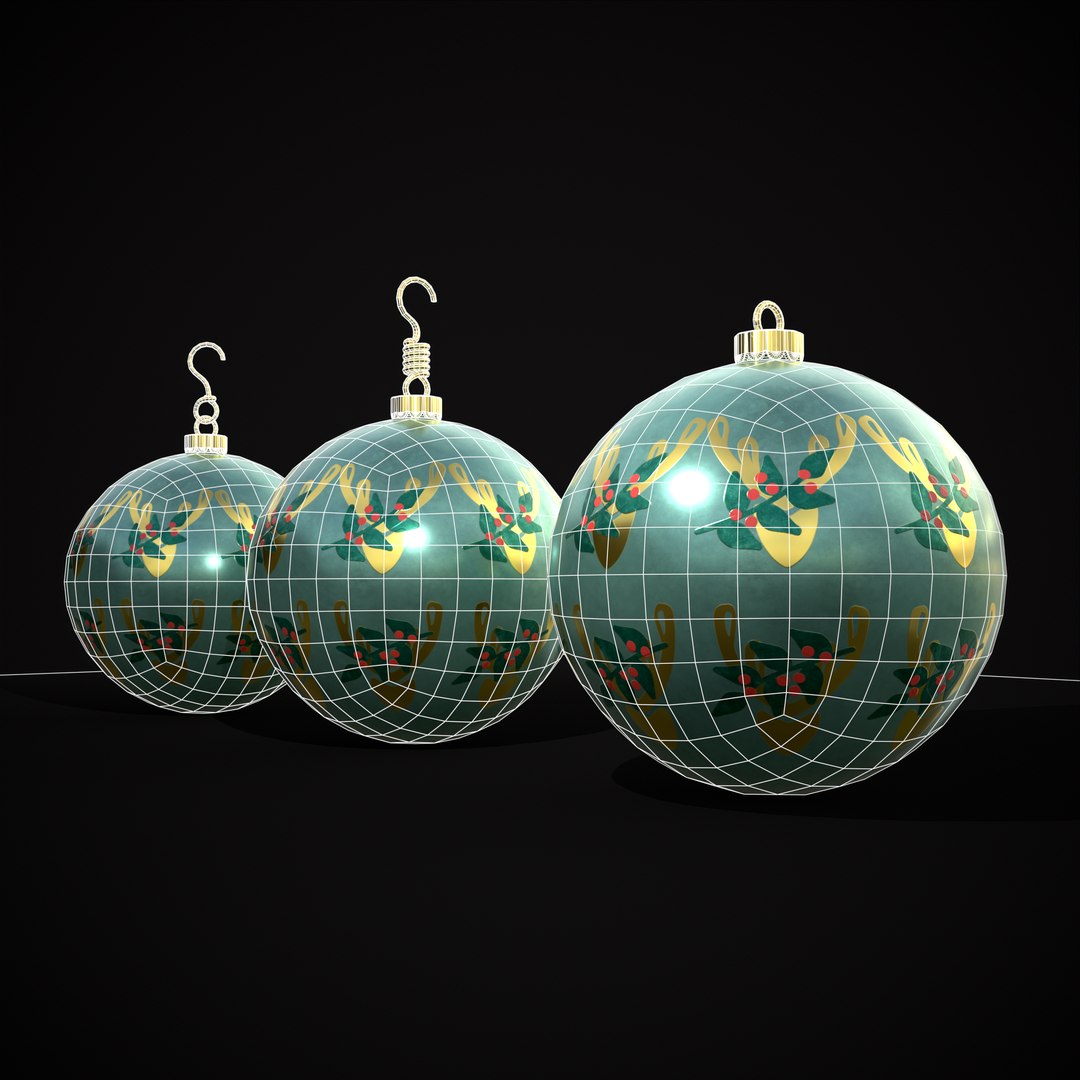 3D Teal Deer And Mistletoe Bulb - TurboSquid 2015589