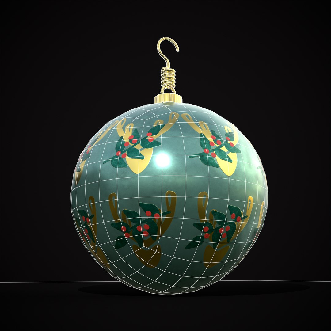 3D Teal Deer And Mistletoe Bulb - TurboSquid 2015589