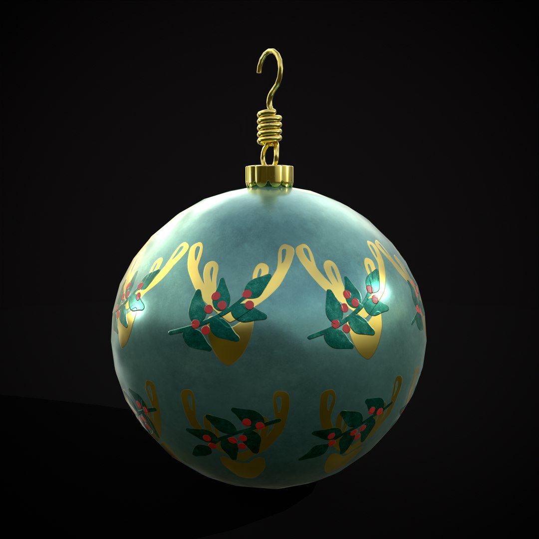 3D Teal Deer And Mistletoe Bulb - TurboSquid 2015589
