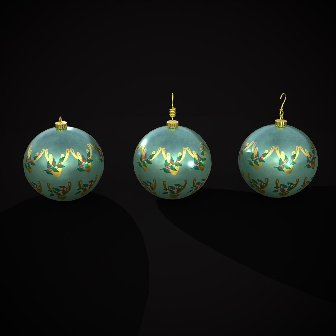 3D Teal Deer And Mistletoe Bulb - TurboSquid 2015589