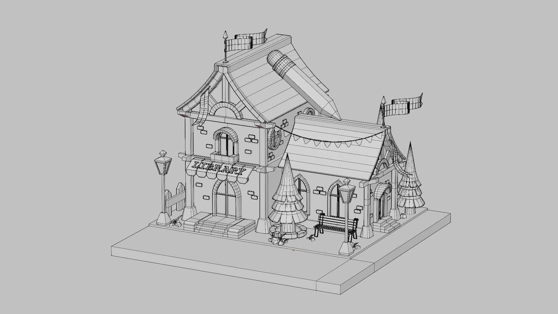Isometric Library 3D Model - TurboSquid 2370983