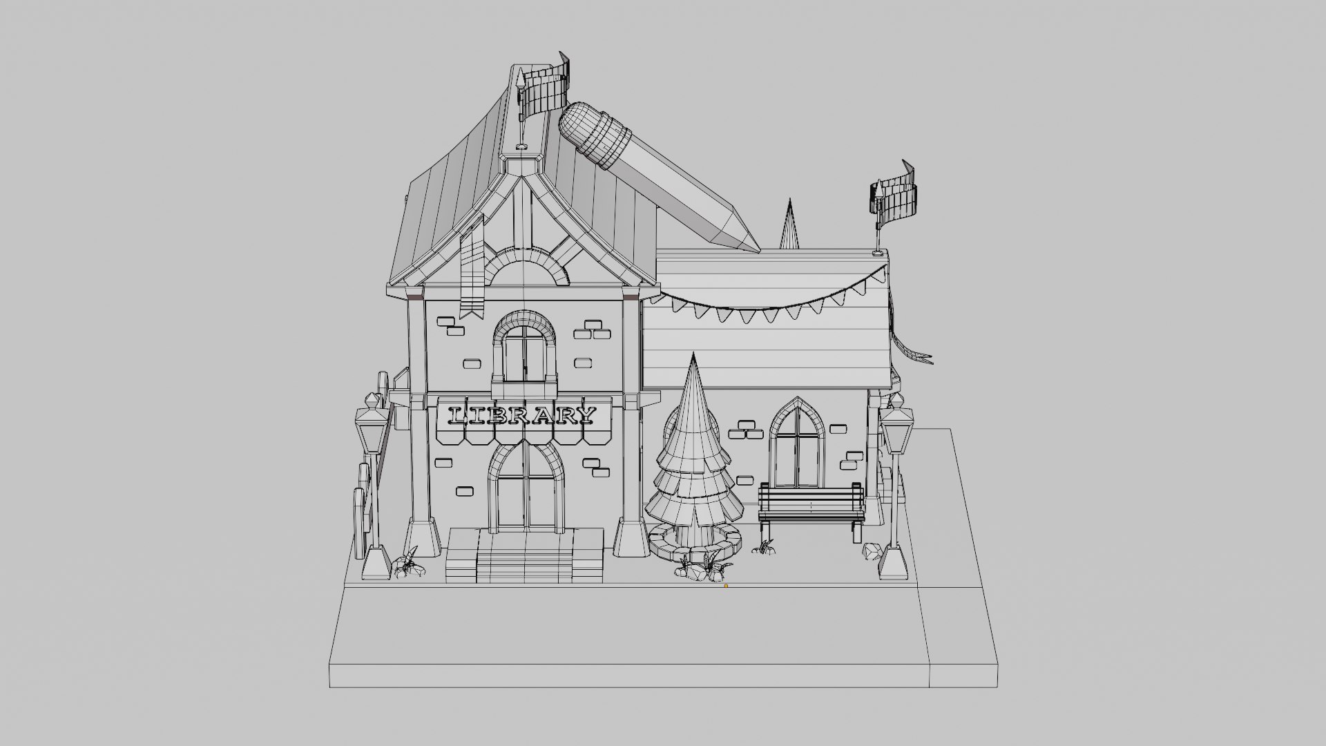 Isometric Library 3D Model - TurboSquid 2370983