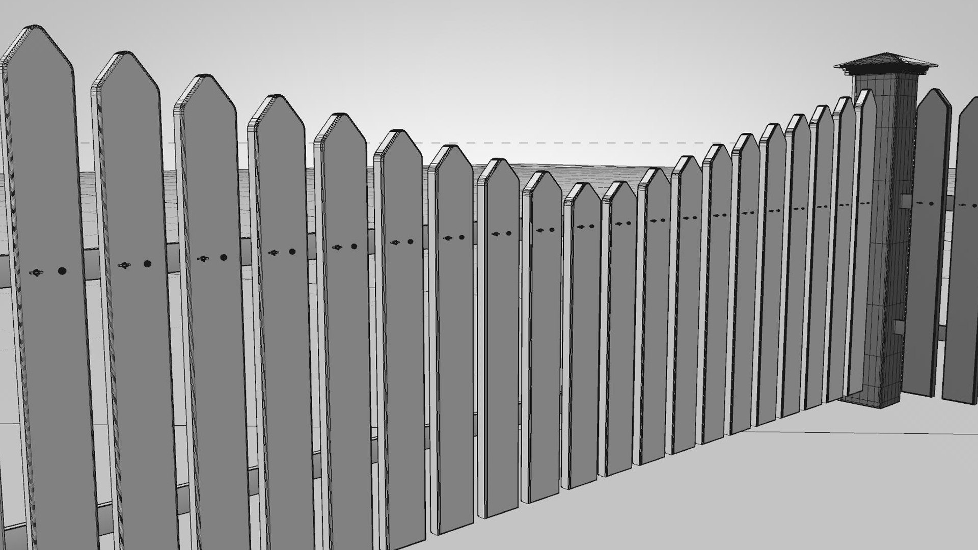 3D Wood Picket Fence model - TurboSquid 2072592