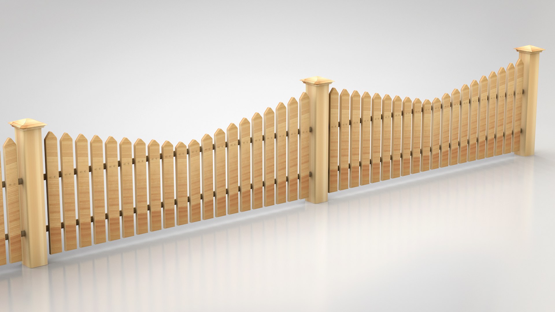 3D Wood Picket Fence model - TurboSquid 2072592