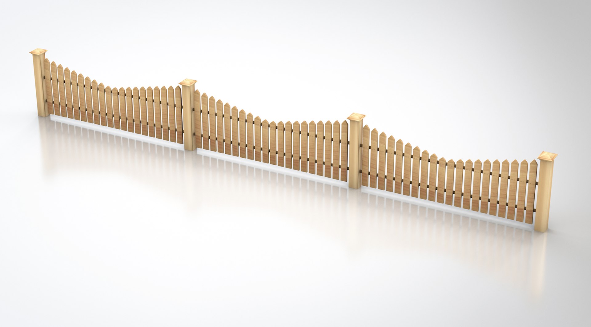 3D Wood Picket Fence model - TurboSquid 2072592