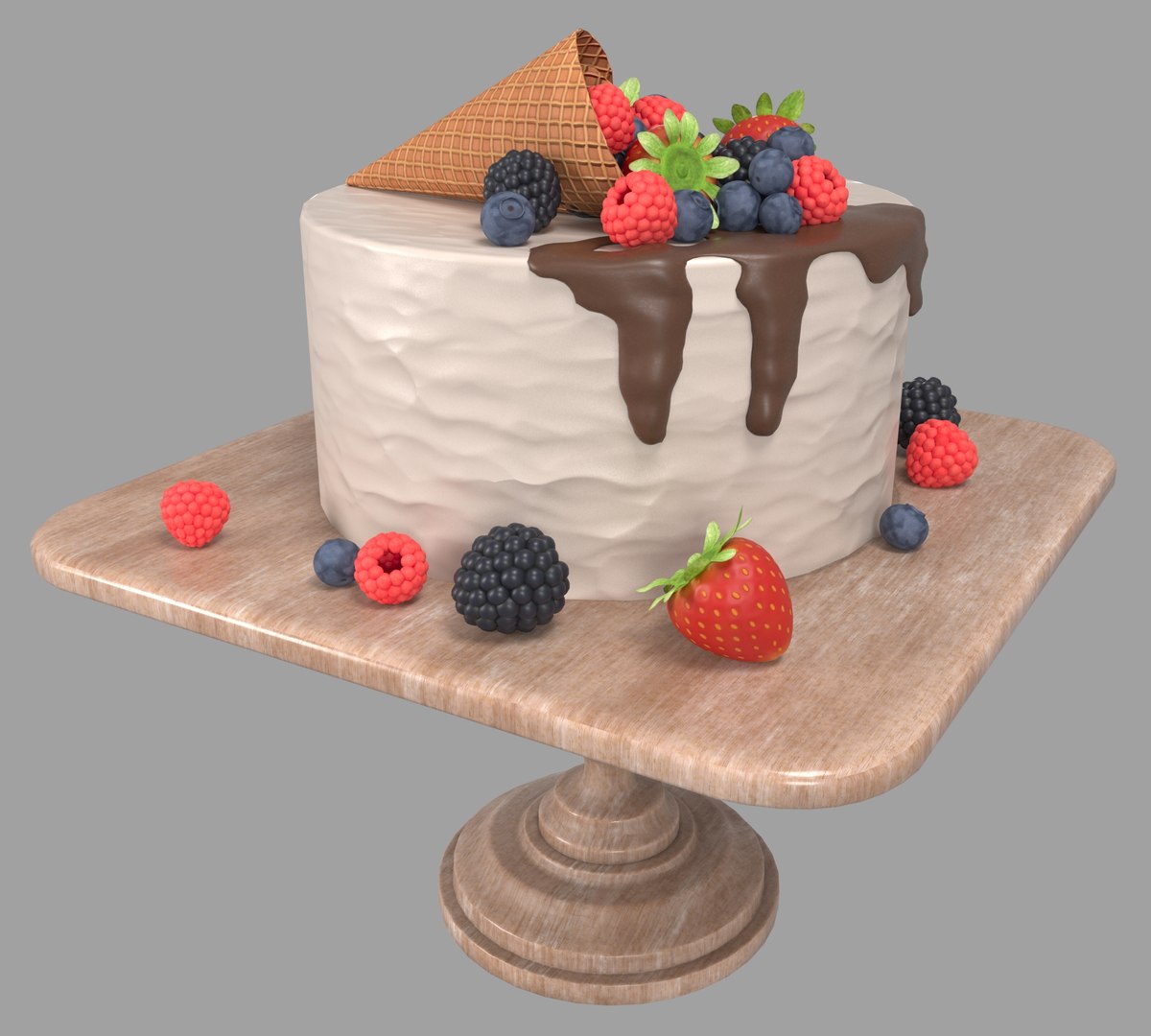 3D Cake with berries - TurboSquid 1865577