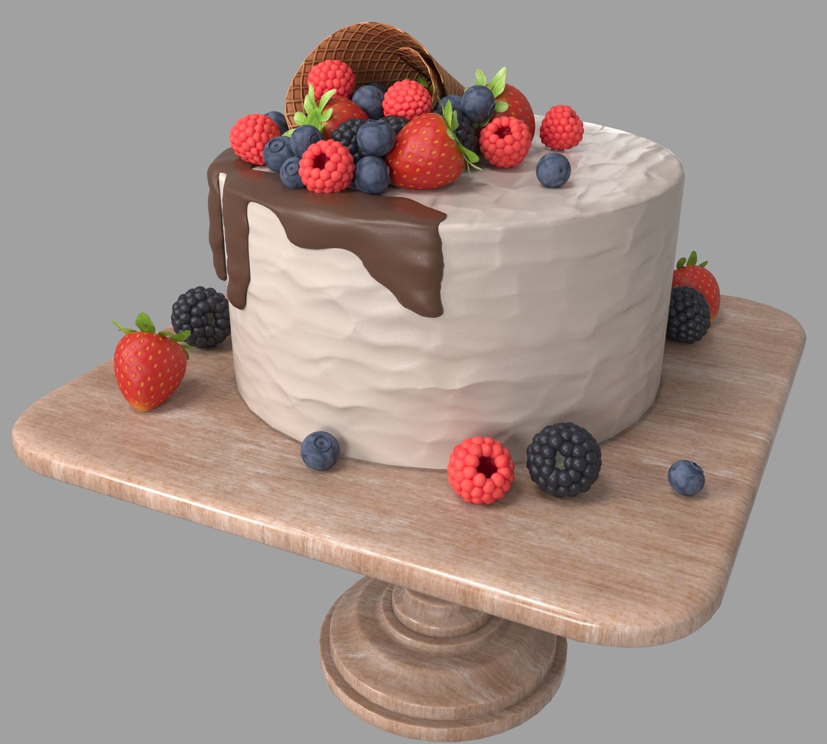 3D Cake with berries - TurboSquid 1865577