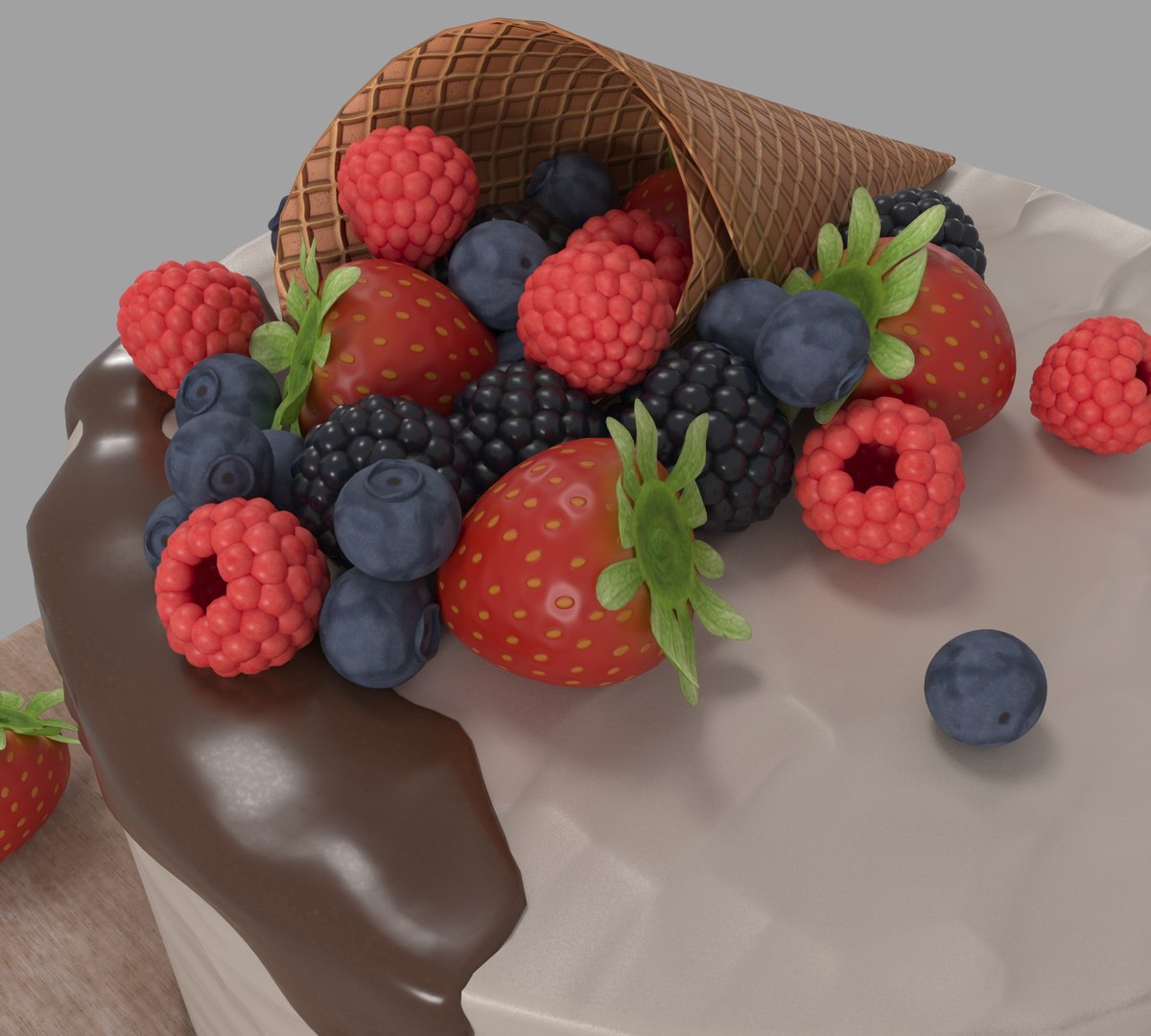 3D Cake with berries - TurboSquid 1865577