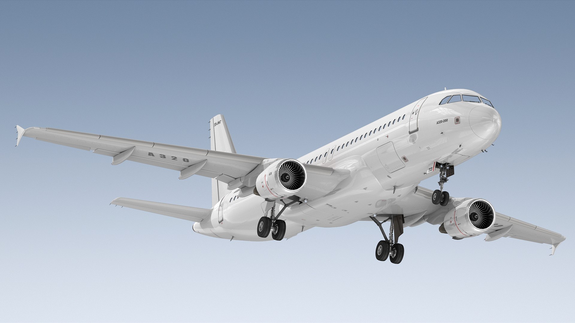 3d model a320-200 generic white plane