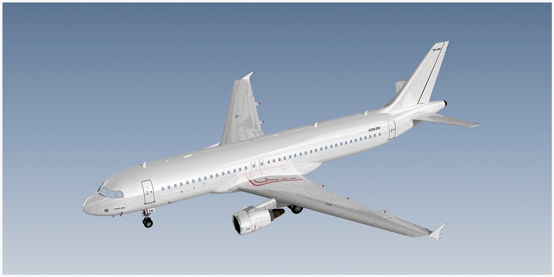 3d model a320-200 generic white plane