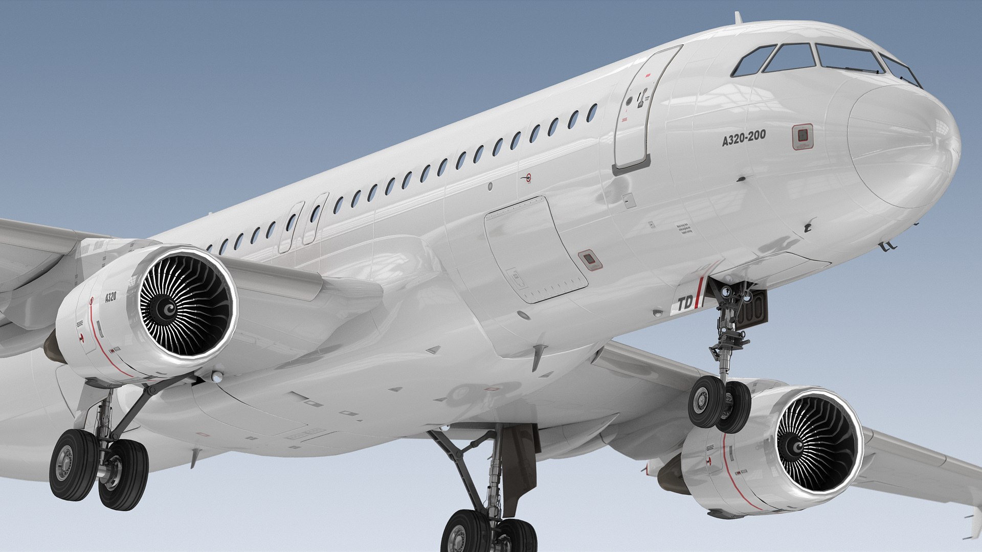 3d model a320-200 generic white plane