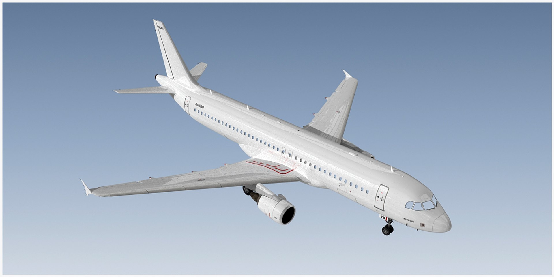 3d model a320-200 generic white plane