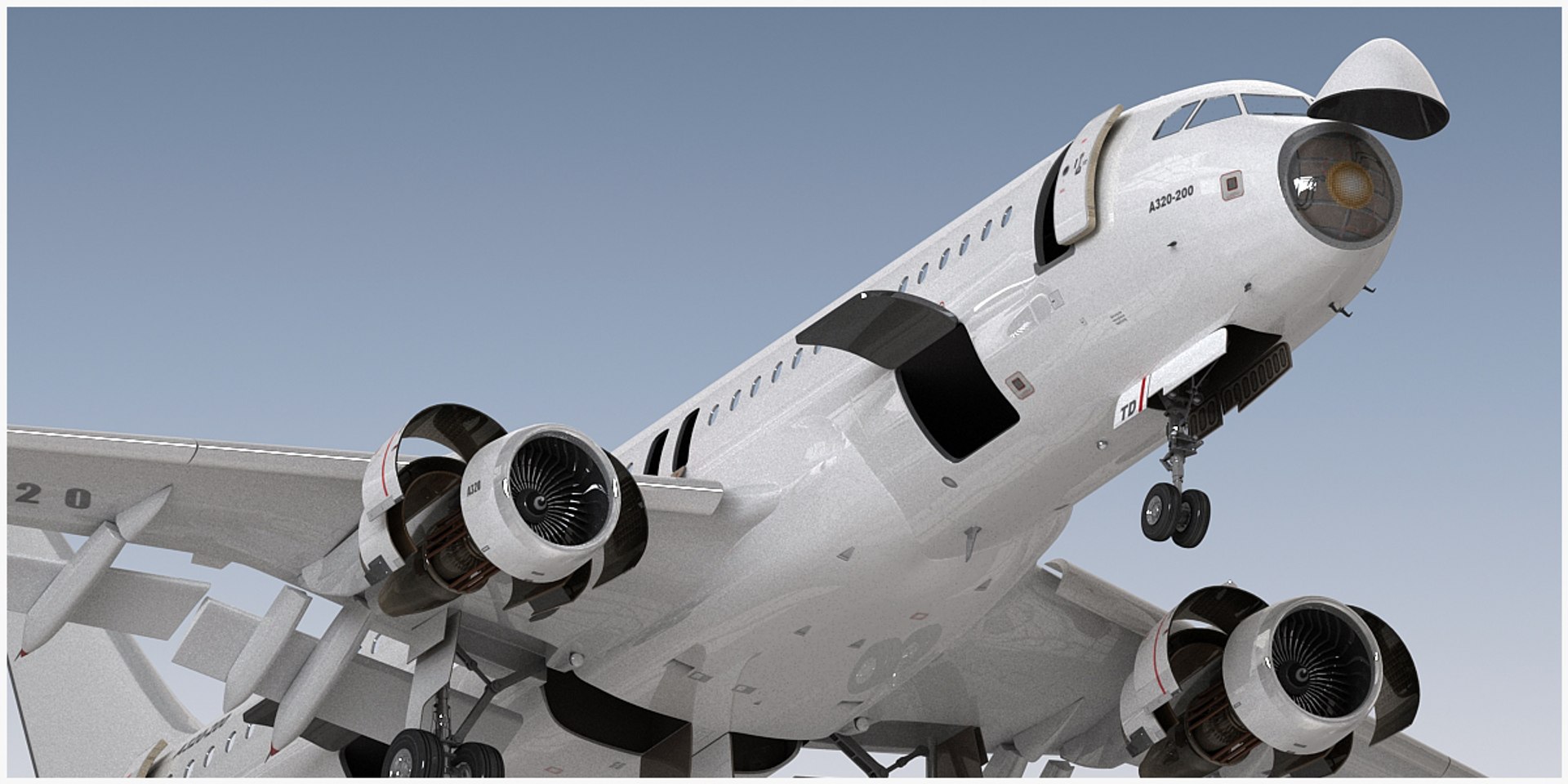 3d model a320-200 generic white plane