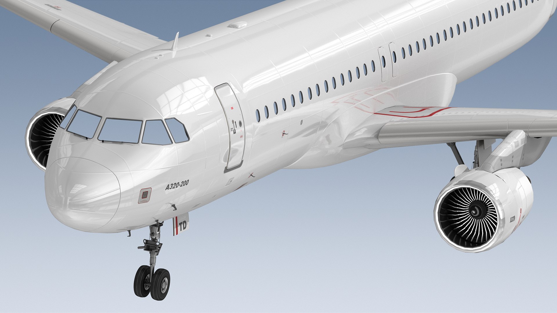 3d model a320-200 generic white plane