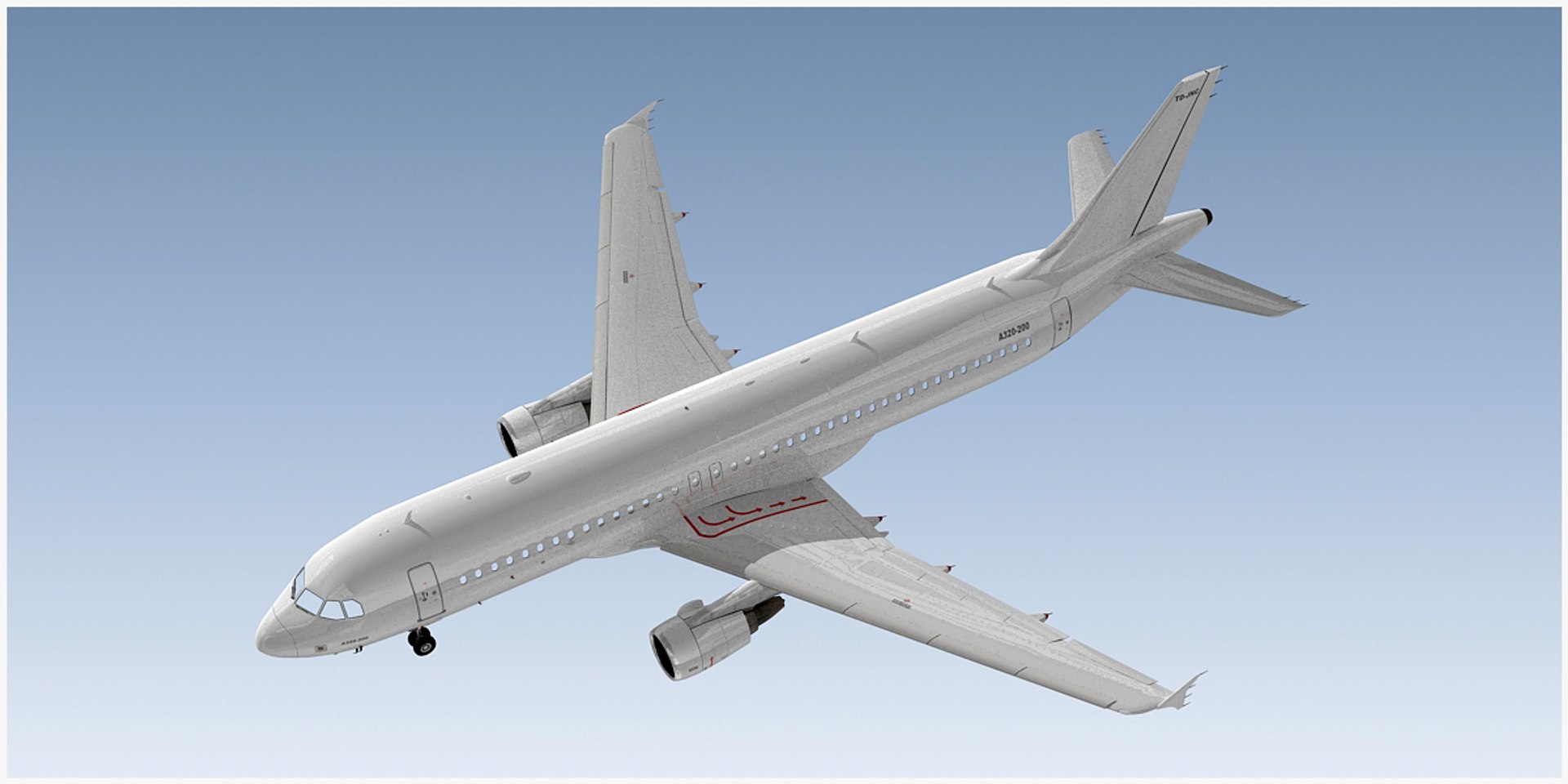 3d model a320-200 generic white plane