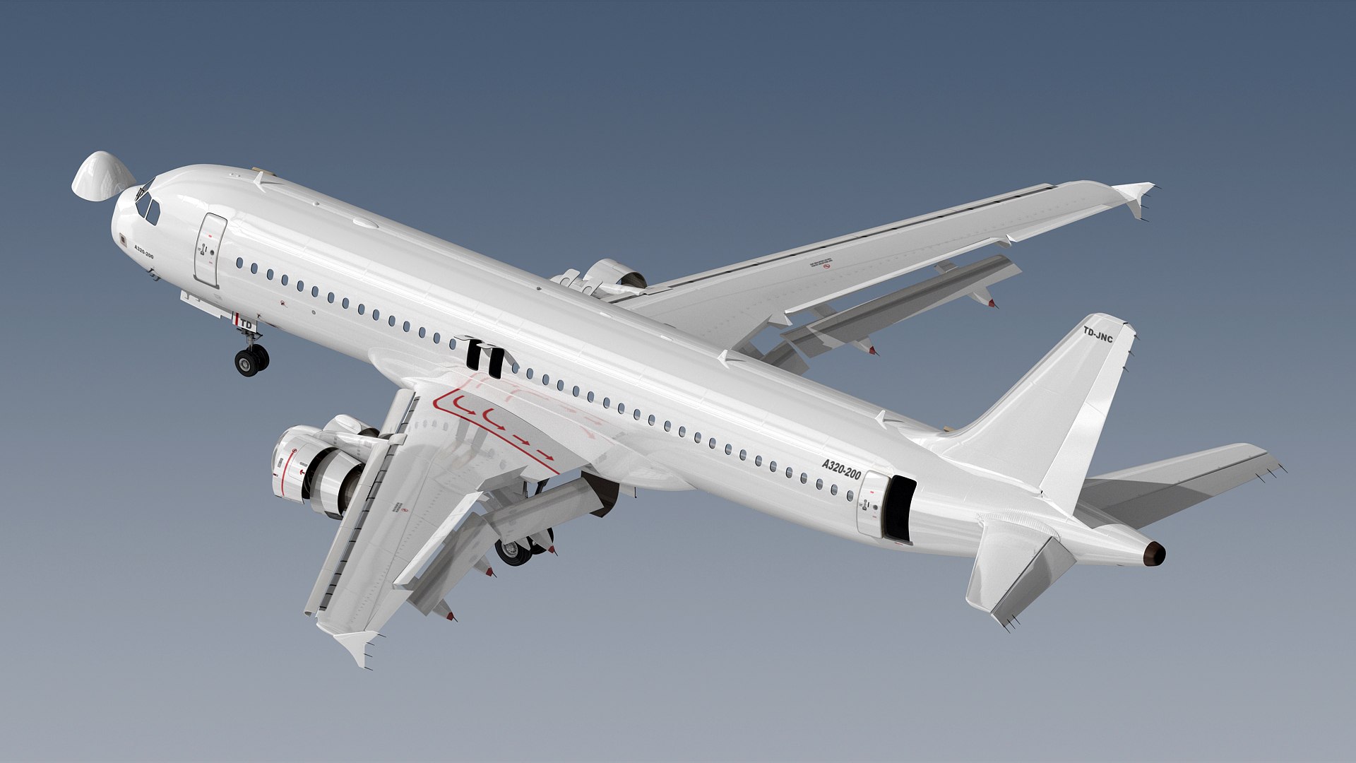 3d model a320-200 generic white plane