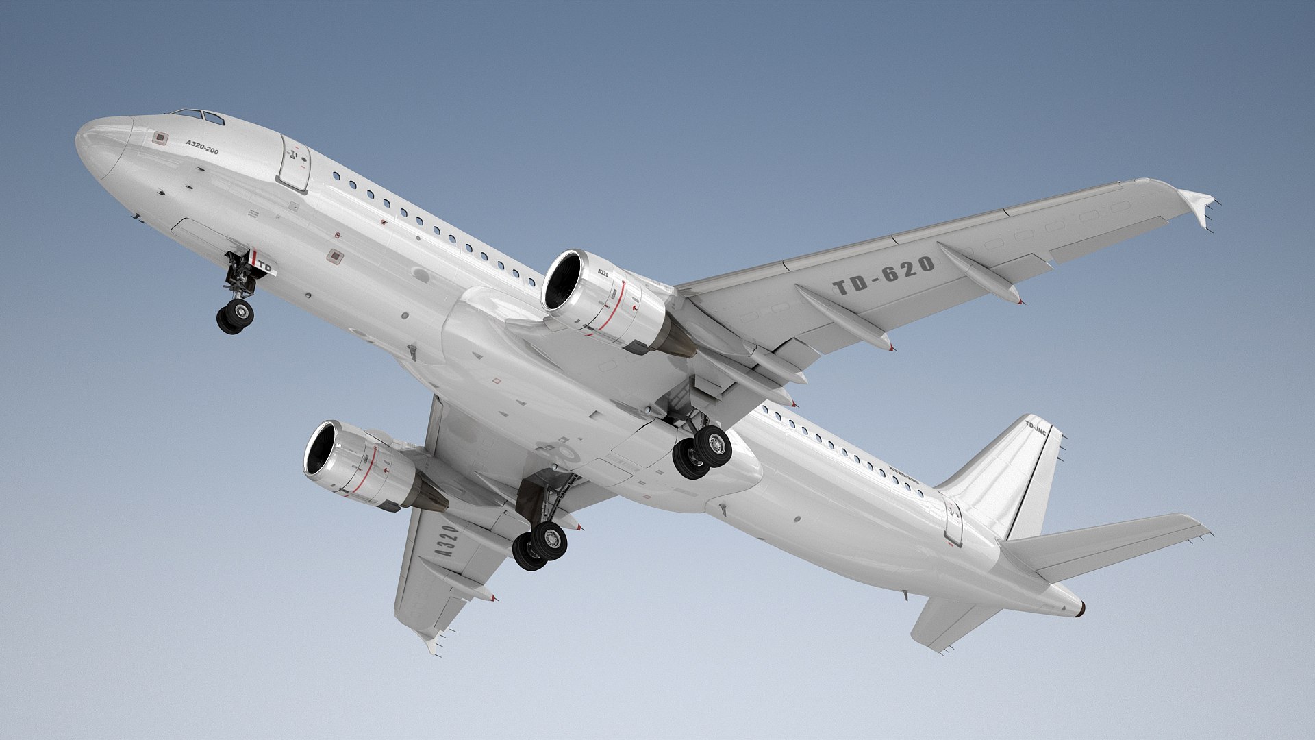 3d model a320-200 generic white plane