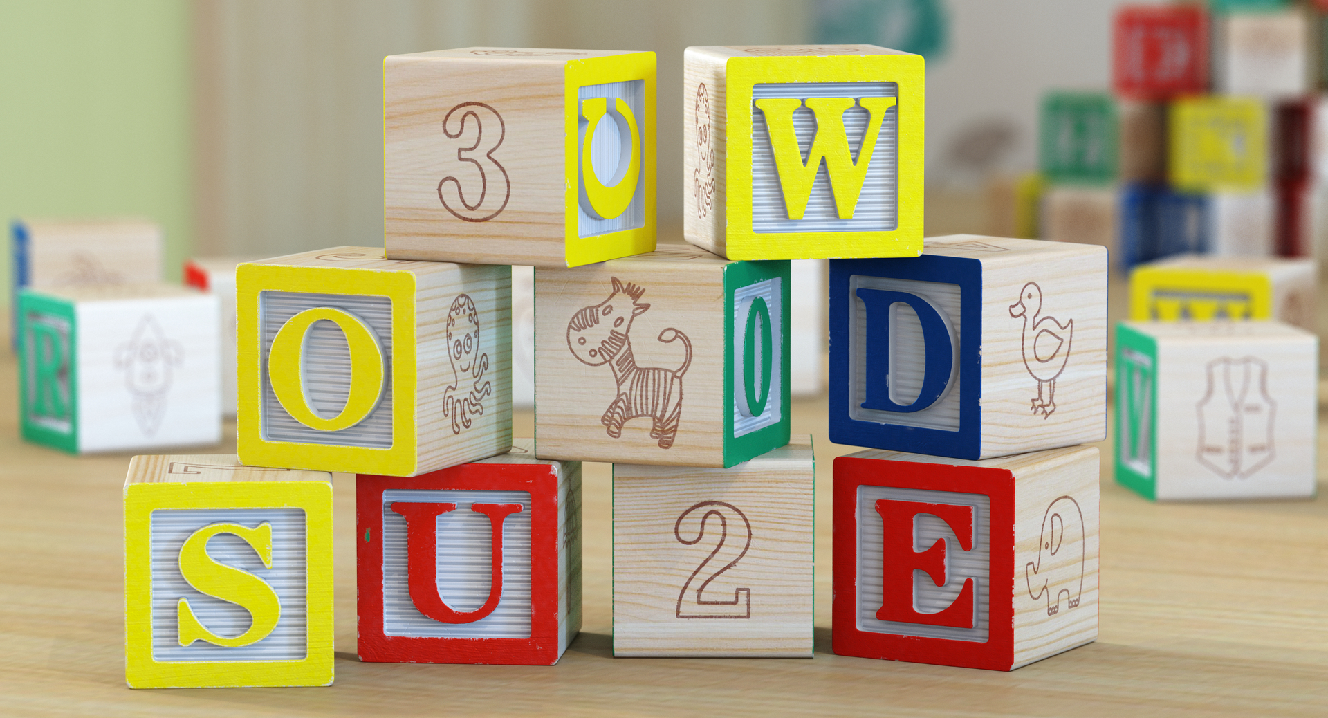 3D wooden letter blocks model - TurboSquid 1341314