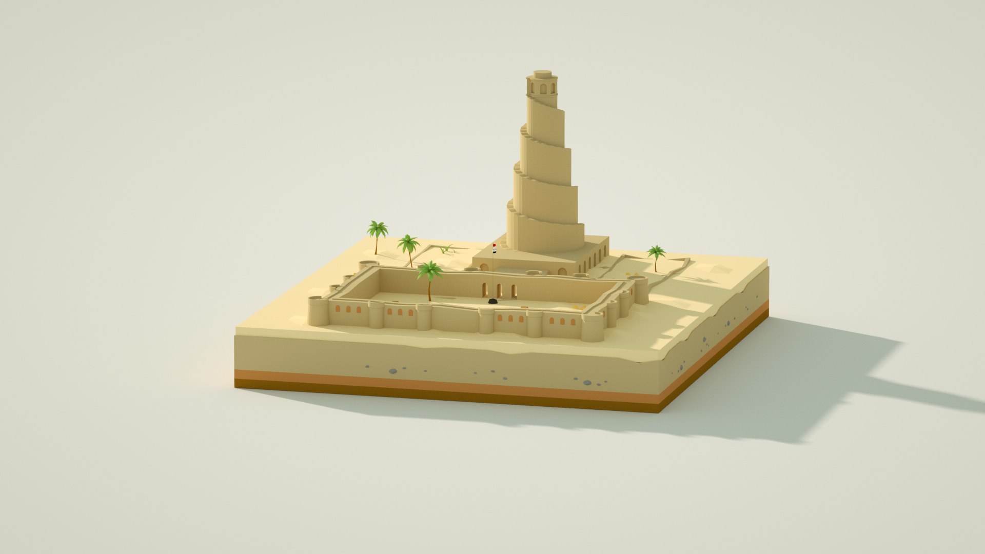 Malwiya Mosque Iraq Low poly 3D model 3D model - TurboSquid 2071382